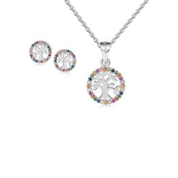 Firetti Damen Schmuckset &raquo;Multipack Schmuck Geschenk Silber 925 Halskette Ohrstecker&laquo; (Set, 4 Stk. tlg.) mit Zirkonia (synth.) bunt Einheitsgr&ouml;&szlig;e