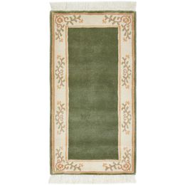 LUXOR living Wollteppich &raquo;Giza, handgekn&uuml;pft&laquo; rechteckig 12 mm H&ouml;he reine Wolle, mit Bord&uuml;re & Fransen, Orient-Teppich, Wohnzimmer gr&uuml;n Obermaterial: 