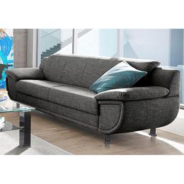 Trendmanufaktur 3-Sitzer &raquo;Rondo, Breite 207 cm, breite Armlehnen, F&uuml;&szlig;e schwarz&laquo; Big-Sofa wahlweise mit Federkern, in verschiedenen Bez&uuml;gen bestellbar 