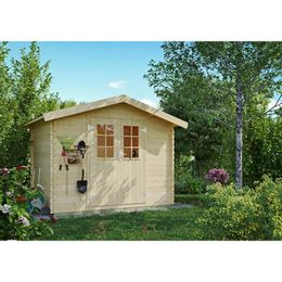 Kiehn-Holz Gartenhaus &raquo;Mellenberg 1&laquo; beige Holzwerkstoff Fu&szlig;boden im Gartenhaus, Dachschindeln