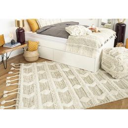 me gusta Wollteppich &raquo;Bohist 425&laquo; rechteckig 18 mm H&ouml;he Wohnzimmer, Hoch-Tief-Struktur, Boho, Ethno beige Wolle B : 80cm 1 Stk., 18mm, L: 150cm
