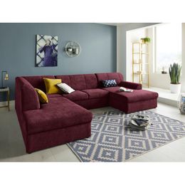 DOMO collection Wohnlandschaft &raquo;Topper, elegant und zeitlos, komfortabel, U-Form&laquo; wahlweise mit Bettfunktion lila B/H/T: 320cm x 78cm x 213cm, 