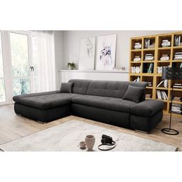 DOMO collection Ecksofa &raquo;MORIC 300x172 cm, XXL-Sofa mit viel Platz, L-Form, auch in Cord&laquo; wahlweise mit Bettfunktion und Armteilverstellung, Cord grau