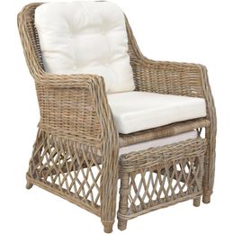 Home Affaire Rattanstuhl () Handarbeit, Ma&szlig;e (B/T/H): (67/75/91) grau B/H/T: 67cm x 91cm x 75cm