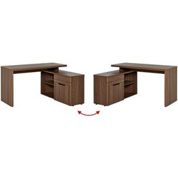 Jahnke Eckschreibtisch &raquo;CU-LIBRE 150 E&laquo; 1 Stk. tlg. wechselseitig montierbar, edel abgerundet, grifflos braun B/H/T: 140cm x 77cm x 117,5cm