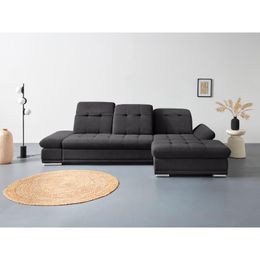 COTTA Ecksofa &raquo;Holiday L-Form mit Sitztiefen-, Armteil- und Kopfteilverstellung&laquo; wahlweise mit Schlaffunktion & Bettkasten schwarz 100% Polyester B/H/