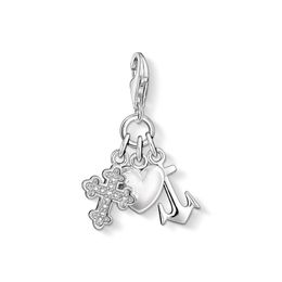 Thomas Sabo Damen Thomas Sabo Charm-Einh&auml;nger &raquo;Kreuz-, Herz-, Anker-Design, Glaube, Liebe, Hoffnung&laquo; mit Zirkonia Einheitsgr&ouml;&szlig;e