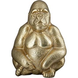 Gilde Tierfigur &raquo;Skulptur Gorilla&laquo; gold Aluminium B/H/T: 19cm x 27cm x 15cm