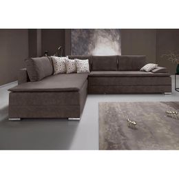 Home Affaire Ecksofa &raquo;Night & Day L-Form, B: 324 cm, Dauer-Schlaffunktion und Armlehne&laquo; Schlaffunktion & Bettkasten, Boxspringbett 180x200 cm grau 