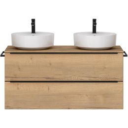 Nobilia Waschtisch-Set &raquo;Alvene&laquo; mit Doppelwaschplatz, vormontiert, mit Soft-Close, 1 Stk. tlg. braun B/H/T: 120,3cmcm x 74,2cmcm x 48,5cmcm, Griffe 