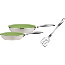 GSW Pfannen-Set &raquo;CERAMICA color&laquo; Aluminium Set, 1x Bratpfanne &Oslash; 24 cm, 1x Bratpfanne &Oslash; 28 cm, 3 Stk. tlg. Induktion gr&uuml;n &Oslash; 28cm