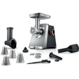 Bosch Fleischwolf &raquo;Serie 8 MFWS840M, bis zu 4,5 kg Fleisch pro Min., sp&uuml;lmaschinenfest&laquo; 800 W Edelstahl, 10-Jahre Motorgarantie, mit drei Lochscheiben