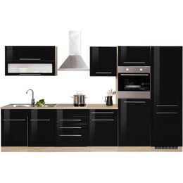 KOCHSTATION K&uuml;chenzeile &raquo;KS-Eton&laquo; ohne E-Ger&auml;te, Breite 330 cm schwarz B/H/T: 330cm x 60cm
