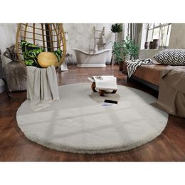 OCI DIE TEPPICHMARKE Hochflor-Teppich &raquo;ALISSA, Fell Haptik&laquo; rund 38 mm H&ouml;he Kuschelig softer weicher Flor, Kaninchen Fell Haptik, getuftet grau 