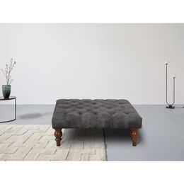 OTTO home Polsterhocker &raquo;Chesterfield&laquo; mit Knopfheftung, auch in Leder grau Luxus-Microfaser Lederoptik (100% Polyester) B/H/T: 35cm x 90cm, Luxus-