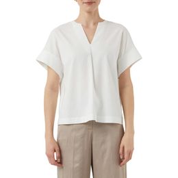 comma, Comma Damen T-Shirt mit geschlitztem Rundhalsausschnitt wei&szlig; 34