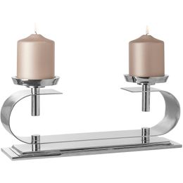 Fink Kerzenleuchter &raquo;TWINSON&laquo; Stumpenkerzenhalter, 2-flammig, vernickelt silber Aluminium, Edelstahl B/H/T: 39cm x 15,5cm x 10cm