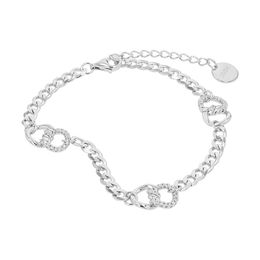 JOOP! Damen JOOP! Silberarmband &raquo;Panzerkettengliederung&laquo; mit Zirkonia (synth.) 20cm, Silber 925 (Sterlingsilber)