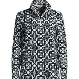 LANDS' END Gemusterter Fleece-Pullover mit Rei&szlig;verschluss f&uuml;r Damen, Damen, size: regular, Schwarz, Polyester, by Lands' End