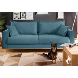 Home Affaire 3-Sitzer &raquo;Edina&laquo; auch in Baumwollmix-Bezug, im skandinavischem Stol blau Webstoff (100% Polyester);Baumwollmix (50% Baumwolle, 50% 