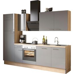 Optifit K&uuml;che &raquo;Klara&laquo; Breite 270 cm, wahlweise mit E-Ger&auml;ten grau B/H/T: 270cm x 60cm, ohne E-Ger&auml;te