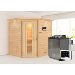 Karibu Sauna &raquo;Mia (Fronteinstieg)&laquo; Ofen 9 kW Bio externe Strg easy beige (ohne Ofen)