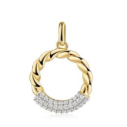 Firetti Damen Kettenanh&auml;nger &raquo;Schmuck Geschenk Gold 333 Halsschmuck Anh&auml;nger Kreis rund Kordel&laquo; mit Zirkonia (synth.) Gelbgold 333, 1,31 g