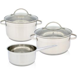 Kr&uuml;ger Topf-Set &raquo;Ohio&laquo; Set, 1x Bratentopf &Oslash; 20 cm, 1x Fleischtopf &Oslash; 16 cm, 1x Stieltopf &Oslash; 16 cm, 5 Stk. tlg. Edelstahl silber Einheitsgr&ouml;&szlig;e