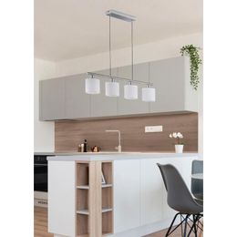 REALITY LEUCHTEN Pendelleuchte &raquo;Tommy&laquo; E14 1 Stk. 4-flammige, h&ouml;henverstellbar in wei&szlig;-Nickel matt Optik, H&auml;ngeleuchte grau 4, H: 150cm, 1 Stk.