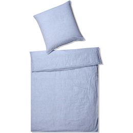 Elegante Bettw&auml;sche &raquo;Breezee&laquo; 2 Stk. angenehmes Hautgef&uuml;hl blau Halbleinen, Obermaterial: 50% Baumwolle, 50% Leinen B/L: 135cm x 200cm, 1 Stk., 1 Stk., 