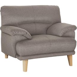 Trendmanufaktur Sessel &raquo;Cecilia, Loungesessel, italienisches Design, bequeme Armlehnen&laquo; aufwendige R&uuml;ckenverarbeitung f&uuml;r hohen Sitzkomfort, Holzfu&szlig; 