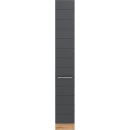 KOCHSTATION Apothekerschrank &raquo;KS-Luhe&laquo; 30 cm breit, hochwertige MDF-Fronten mit waagerechter Lisene grau MDF wotaneiche, B/H/T: 30cm x 200cm x 60cm