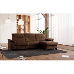 Sit & More sit&more Ecksofa &raquo;Astoria L-Form&laquo; wahlweise mit motorischer Relaxfunktion braun 100% Polyester B/H/T: 260cm x 91cm x 175cm, Luxus-Microfaser in 