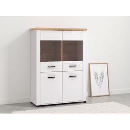 Home Affaire Vitrine &raquo;Valencia&laquo; 2 T&uuml;ren mit 4mm-Sicherheitsglas, Breite 103,5 cm braun Holzwerkstoff, MDF, Sicherheitsglas Opaque wei&szlig;, B/H/T: 103,5cm