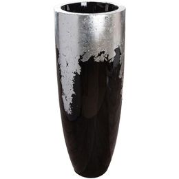 Gilde Pflanzk&uuml;bel &raquo;&Uuml;bertopf XXL Konus schwarz; silberfarben&laquo; silber Fiberglas B/H/T: 38cm x 100cm x 38cm