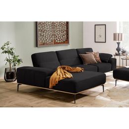 W.Schillig Ecksofa &raquo;run, Designsofa mit tollem Sitzkomfort, bequem, L-Form&laquo; mit Holzsockel, F&uuml;&szlig;e in Schwarz pulverbeschichtet, Breite 319 cm schwarz 