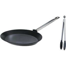 GSW Fischpfanne &raquo;Gastro Traditionell&laquo; Aluminiumguss Set, 3 Stk. tlg. 40x28 cm, incl. Multizange 30 cm, Induktion silber Einheitsgr&ouml;&szlig;e