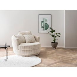 Home Affaire Drehsessel &raquo;MAISIE Cord, Love Seat XXL, Lese-Sessel BIG-&laquo; Sessel in MEGA CORD u. Web-Velours, 360 Grad drehbar beige Cord, B/H/T: 120cm x