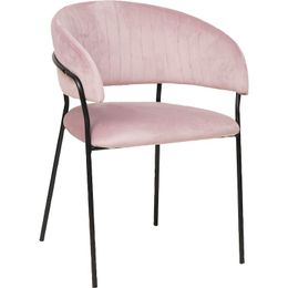 Salesfever Esszimmerstuhl &raquo;Idro Komfortabler Polsterstuhl&laquo; () 1 Stk.Abgerundeter R&uuml;cken mit L&auml;ngsstepppung rosa Metall, Polyester B/H/T: 55cm x 80cm x