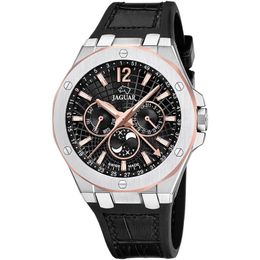 Jaguar Herren Multifunktionsuhr &raquo;Diplomatic Moonphase&laquo; Quarzuhr, Armbanduhr, Herrenuhr, Swiss Made, Lederarmband,Mondphase schwarz Einheitsgr&ouml;&szlig;e