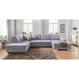 Sit & More sit&more Wohnlandschaft &raquo;Santorini U-Form&laquo; mit Federkern und Sitztiefenverstellung, wahlweise mit Schlaffunktion grau Luxus-Microfaser ALTARA NUBUCK (