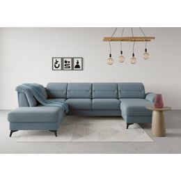 Sit & More sit&more Wohnlandschaft &raquo;Sinatra U-Form&laquo; optional mit Kopfteilverstellung und Armteilfunktion, Metallf&uuml;&szlig;e blau 90% Polyester, 10% Polyamid B/H/T: 