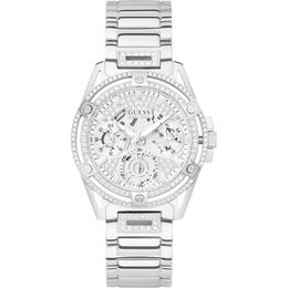 Guess Damen Multifunktionsuhr &raquo;QUEEN&laquo; Armbanduhr, Quarzuhr, Damenuhr silber Einheitsgr&ouml;&szlig;e
