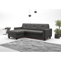 OTTO home Ecksofa &raquo;Varese&laquo; wahlweise mit Schlaffunktion und Bettkasten grau B/H/T: 239cm x 91cm x 164cm, NaturLEDER , Recamiere links,mit Bettfunktion