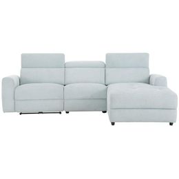 Home Affaire Ecksofa &raquo;Sentrano, L-Form,&laquo; 275 cm, man. o. elektr. Relaxfunktion und USB/Kopfverstellung blau NaturLEDER /Kunstleder (Das Leder hat eine