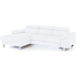 COTTA Ecksofa &raquo;Komaris L-Form, B: 244 cm&laquo; mit Kopfteilverstellung, optional Schlaffunktion, Bettkasten & Licht Microfaser PRIMABELLE (100% Polyester);
