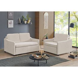 OTTO home Schlafsofa &raquo;Anella&laquo; mit Cord-Bezug, mit Schlaffunktion, frei im Raum stellbar beige B/H/T: 134cm x 85cm x 93cm, Cord