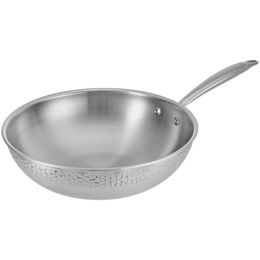 RESTO Kitchenware Wok &raquo;Crater tiefe Pfanne aus Tri-Ply (Edelstahl + Aluminium + Edelstahl)&laquo; Edelstahl 18/10 1 Stk. tlg. Energieeinsparung 25% durch 