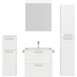 Nobilia Badm&ouml;bel-Set &raquo;Tolvina&laquo; vormontiert, mit Soft-Close, 4 Stk. tlg. wei&szlig; B/H/T: 140cmcm x 169cmcm x 48,7cmcm, Griffe edelstahlfarbig