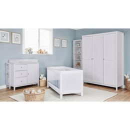 Inter Link Kleiderschrank &raquo;Pinora, 2 T&uuml;ren, Kiefer Massivholz Weiss, Silberne Metallgriffe&laquo; 1 Stk. tlg. Inkl. Kleiderstange & Einlegeb&ouml;den, Skandi Look, 155 x 60